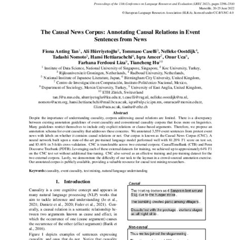 The Causal News Corpus Annotating Causal Relations In Event Sentences