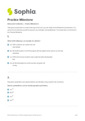 Sophia Introduction To Statistics Milestone 4 1 16 18 That S 89 RETAKE 16 Questions Were