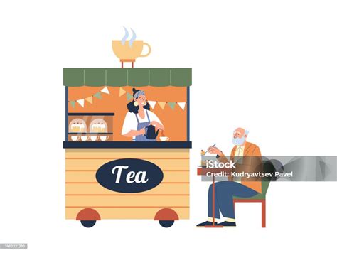 거리 패스트 푸드 트럭 축제 플랫 벡터 일러스트 레이 션은 흰색에 고립되어 있습니다 거리에 대한 스톡 벡터 아트 및 기타 이미지 거리 고객 공원 Istock