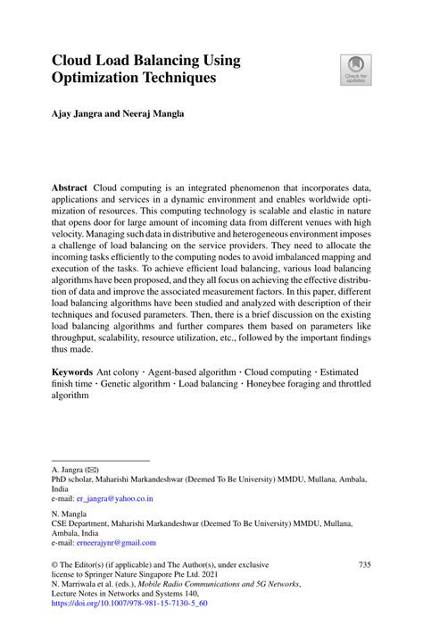 Pdf Cloud Load Balancing Using Optimization Techniques