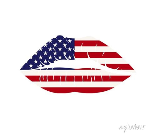 American Flag Patriotic Lips Kiss Image Clipart Image • Wall Stickers