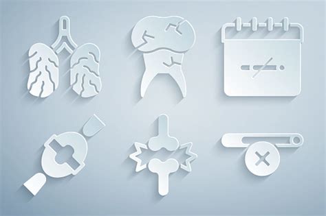 관절 통증 무릎 통증 금연일 사탕 충치가 있는 치아 및 질병 폐 아이콘을 설정합니다 벡터 3차원 형태에 대한 스톡 벡터 아트 및