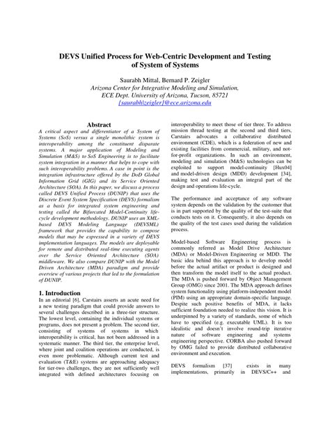 Pdf Devs Unified Process For Web Centric Development And Testing Of