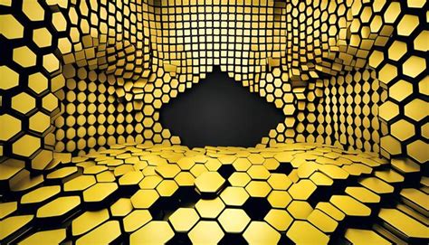 Abstract Geometric Hexagonal Structure Yellow Background With Empty