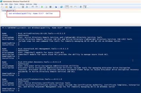 install rsat in windows 11 using powershell