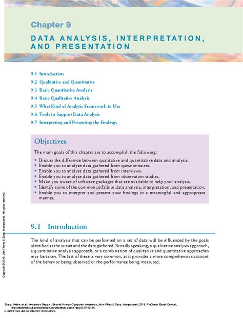 Interaction Design Beyond Human Computer Interacti Chapter 9 D A T A A N A L Y S I S I N T E