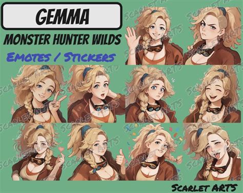 Gemma Monster Hunter Wilds Emotes Stickers Anime Chibi Style