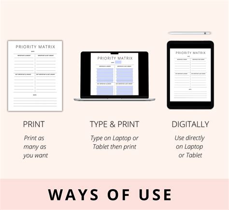 Editable Priority Matrix Printable Priority Planner To Do Etsy