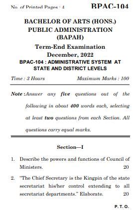 IGNOU BPAC Previous Years Solved Question Paper