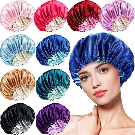 Syhood 6 Pieces Sleep Cap Satin Bonnet Sleeping Hat Soft Elastic Night Hair Cover