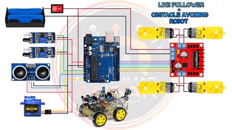 Line Follower Obstacle Avoiding Robot Using Arduino And L298 Motor