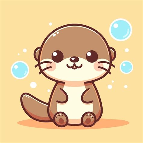 Chibi Cute Kawaii Cartoon Of A Otter With A White Background Premium