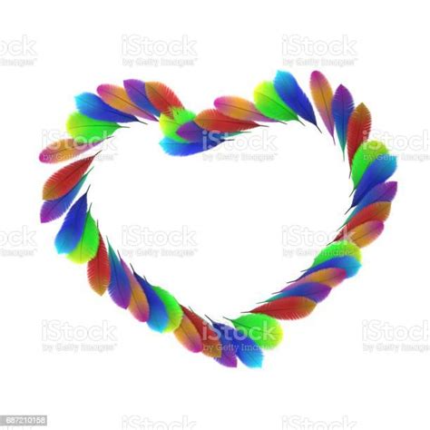 화려한 깃털입니다 하트 프레임입니다 흰색 배경에 고립 0명에 대한 스톡 벡터 아트 및 기타 이미지 0명 3차원 형태 개체 그룹 Istock