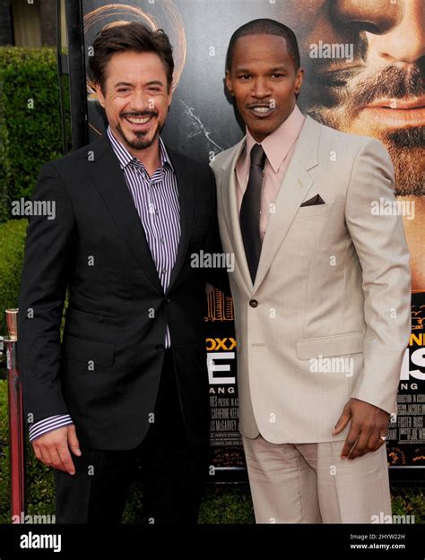 Robert Downey Jr And Jamie Foxx At The Soloist Los Angeles Premiere