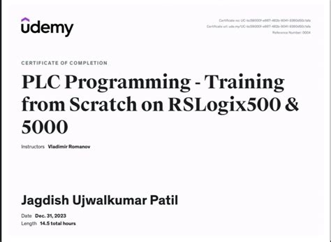 Earned Plc Programming Certification From Udemy Jagdish Patil Posted