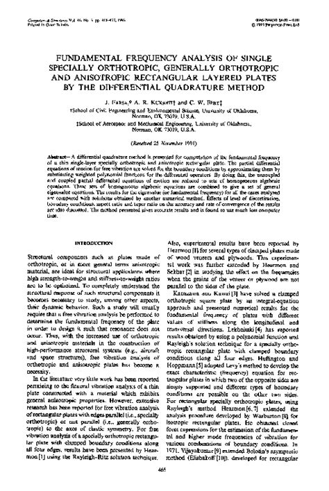 Pdf Fundamental Frequency Analysis Of Single Specially Orthotropic