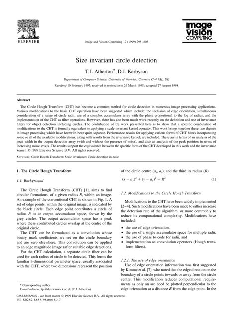 Pdf Size Invariant Circle Detection