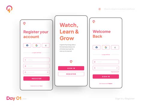 Day 001 Sign Inregister 100 Days Design Challenge By Muhammad Omar Khan On Dribbble