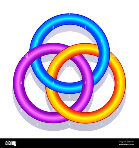 Illustration Of Impossible Linked Color Circles Also Known As Borromean Rings Stock Vector