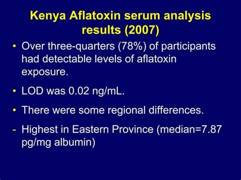 Cdc And Aflatoxin The Human Health Perspective Ppt