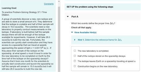 Solved Constants SET UP The Problem Using The Following Chegg