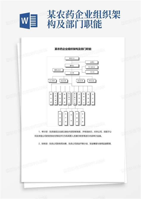 某农药企业组织架构及部门职能 Word模板下载 编号lknoxdrg 熊猫办公