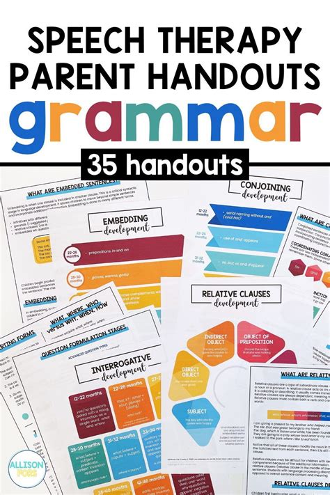 Grammar Development Charts Handouts And Developmental Milestones