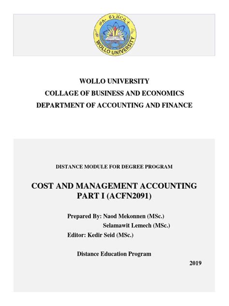 Cost Wollo University Pdf Accounting Management Accounting