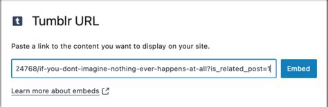 Tumblr Embed Documentation WordPress Org