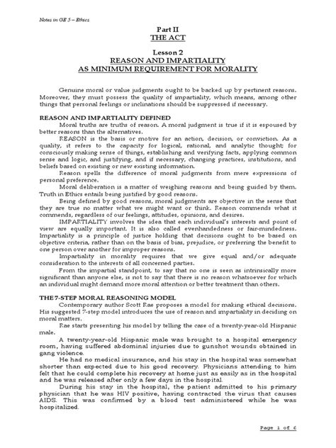 Reason And Impartiality As Minimum Requirement For Morality Pdf