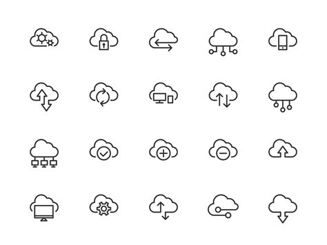 Set Technology Icon Vector Cloud Computing Connection Big Data Global