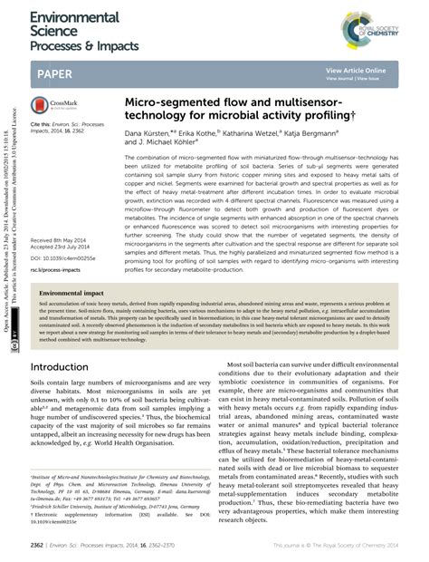 Pdf Micro Segmented Flow And Multisensor Technology For Microbial