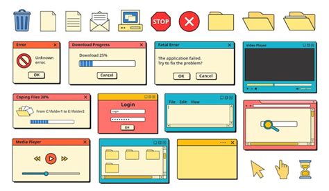 premium vector nostalgic 90s ui retro error messages old computer