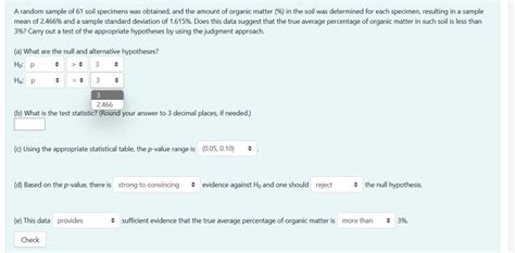 Solved A Random Sample Of 61 Soil Specimens Was Obtained Chegg Com