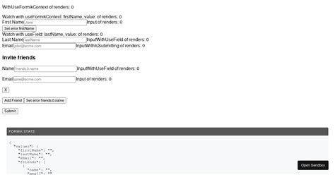 Formik Rerender Test Codesandbox