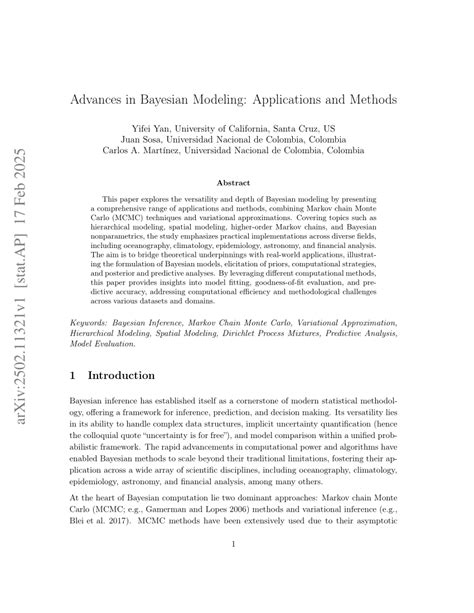 Pdf Advances In Bayesian Modeling Applications And Methods