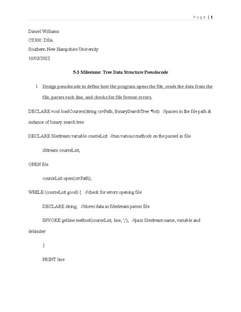 5 3 Tree Data Structure Pseudocode Daniel Williams Cs300 Dsa