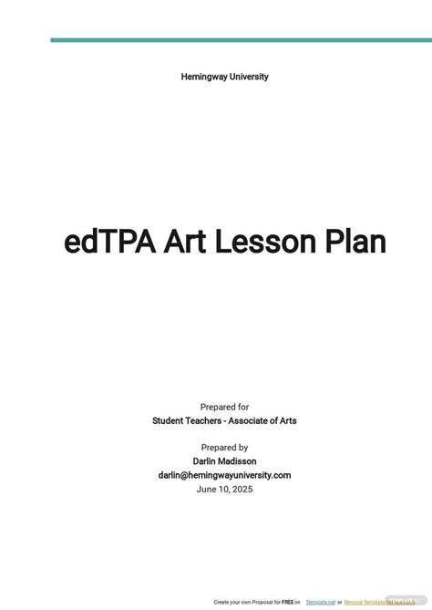 EdTPA Art Lesson Plan Template Google Docs Word Apple Pages PDF Template Net