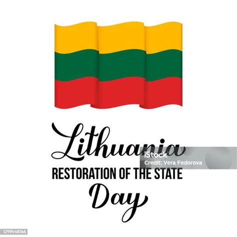 리투아니아 국가 날 서예 손 편지의 복원 리투아니아 휴일 2 월 16 일에 축하합니다 타이포그래피 포스터 배너 전단지 스티커 인사말 카드 엽서 등을 위한 벡터 템플릿 16에