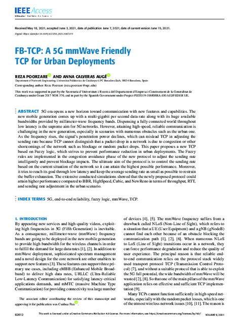 Pdf Fb Tcp A 5g Mmwave Friendly Tcp For Urban Deployments