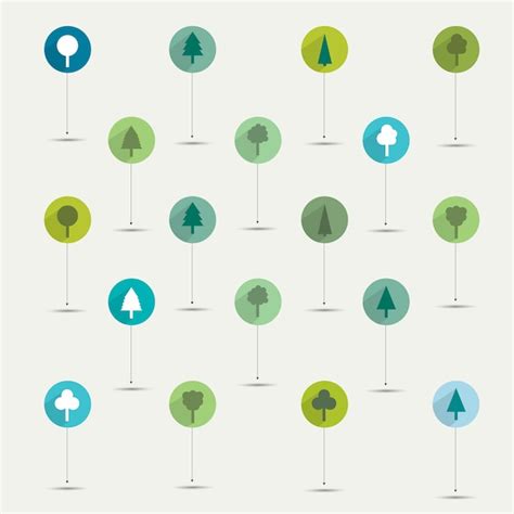 Premium Vector Simply Minimalistic Flat Trees Symbol Icon Set
