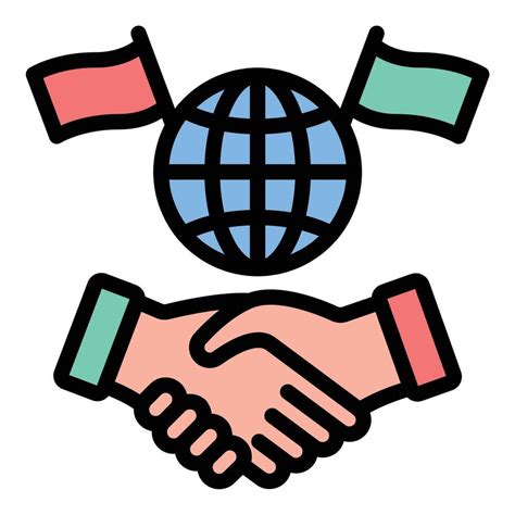 Internacional Relaciones Icono Plano Línea Estilo Ilustración