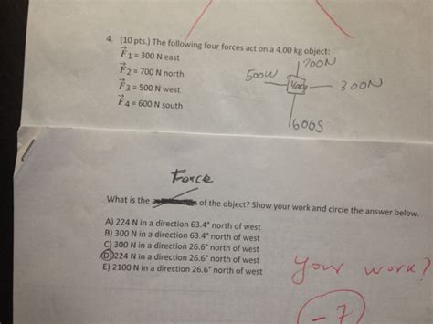 Solved The Following Four Forces Act On A 4 00 Kg Object