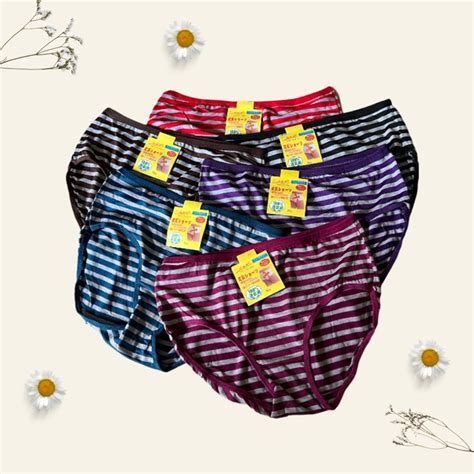 กางเกงในผ้านิ่ม ลายขวาง คละสี ผ้าดี ใส่สบาย Shopee Thailand