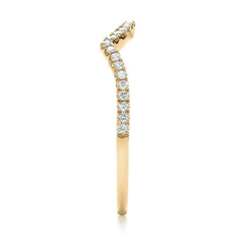 14k Yellow Gold Contemporary Curved Shared Prong Diamond Wedding Band