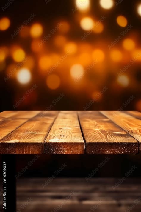 배경이 흐릿한 빈 나무 테이블 상판 인공지능 생성 Ilustração Do Stock Adobe Stock