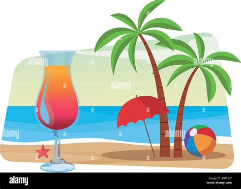Cocktail And Palm Tree Stock Vector Image And Art Alamy