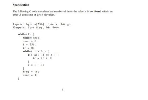 Solved Specification The Following C Code Calculates The Chegg