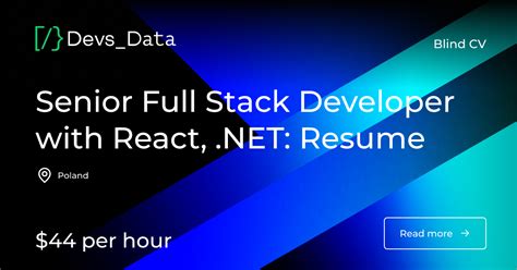 Senior Full Stack Developer With React Net Resume Sample