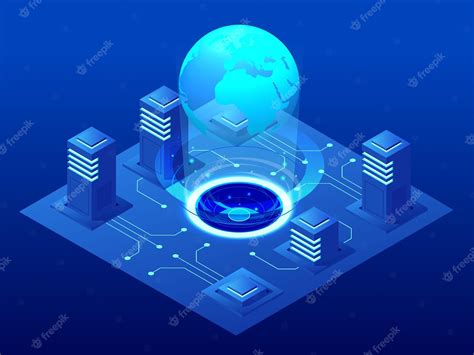 Premium Vector Isometric Modern Server Room Cybersecurity Infrastructure Big Data Storage And